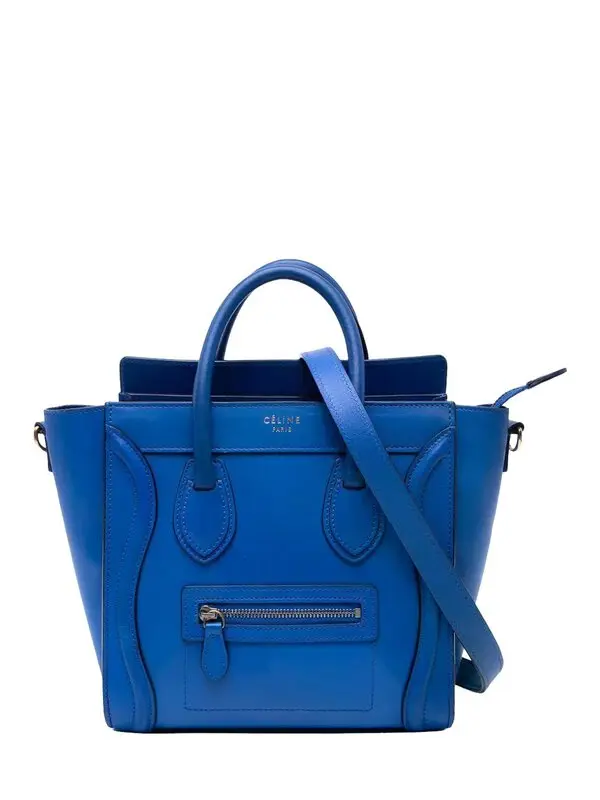 Celine 2014 Nano Leather Luggage Tote Satchel - Blue