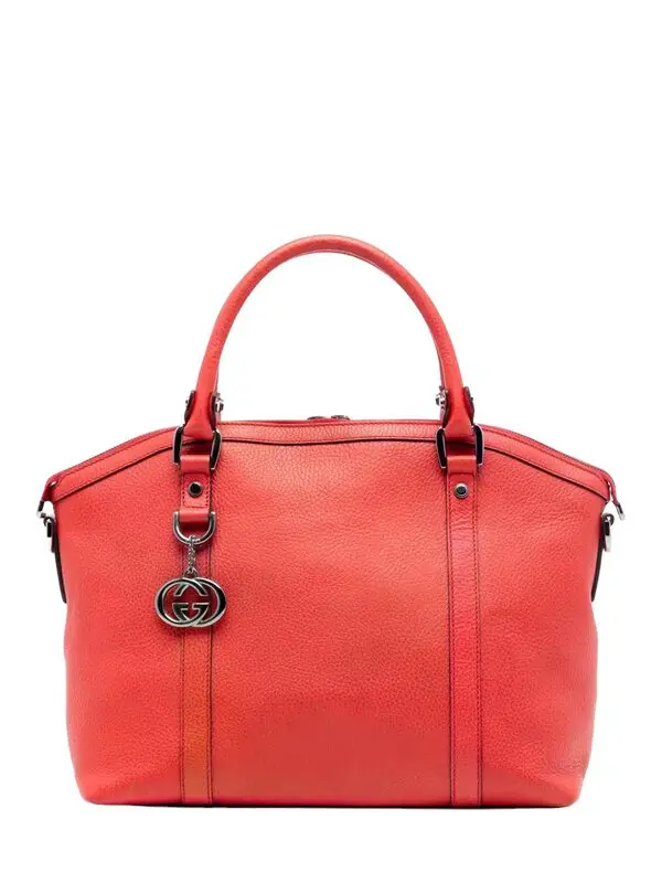 Gucci Leather Gg Charm Dome Satchel - Red