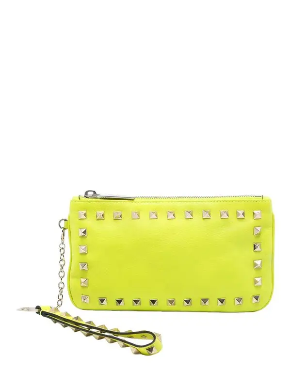 Valentino Garavani 2000-2017 Leather Rockstud Wristlet Pouch - Yellow
