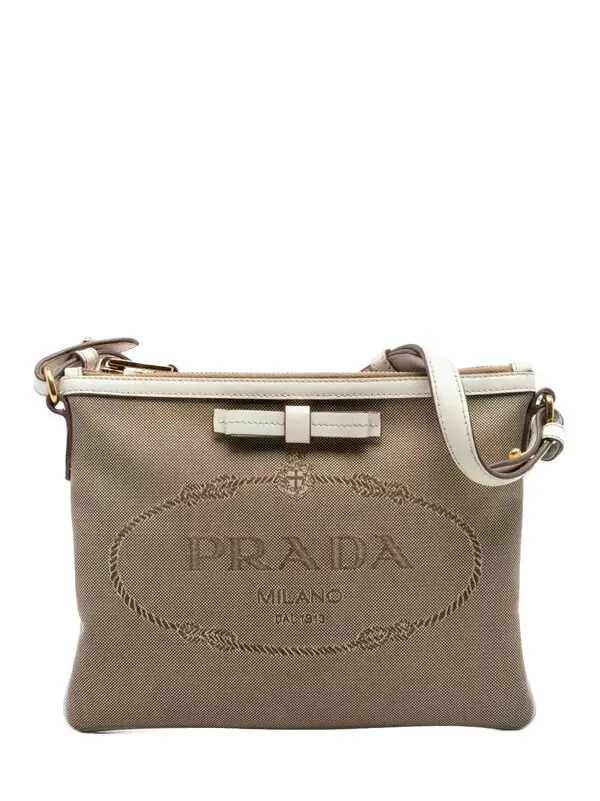 Prada 2000-2012 Canapa Logo Bow Crossbody Bag - Brown