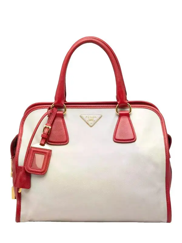 Prada 2010-2025 Bicolor Saffiano Handbag - White