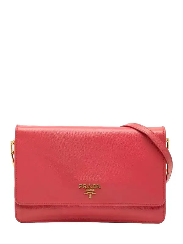 Prada Saffiano Lux Wallet On Chain Crossbody Bag - Pink