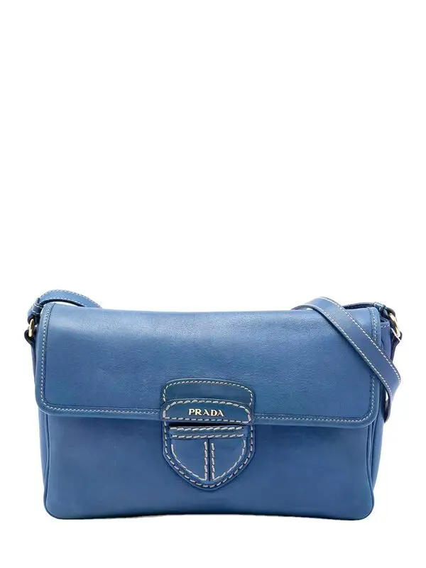 Prada City Calf Pattina Crossbody Bag - Blue