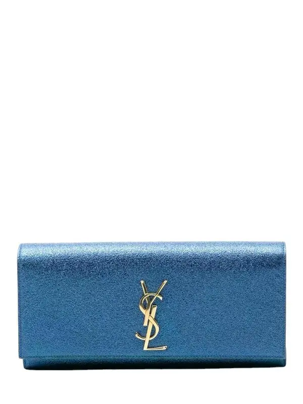 Saint Laurent 2014 Metallic Calfskin Cassandre Clutch Bag - Blue