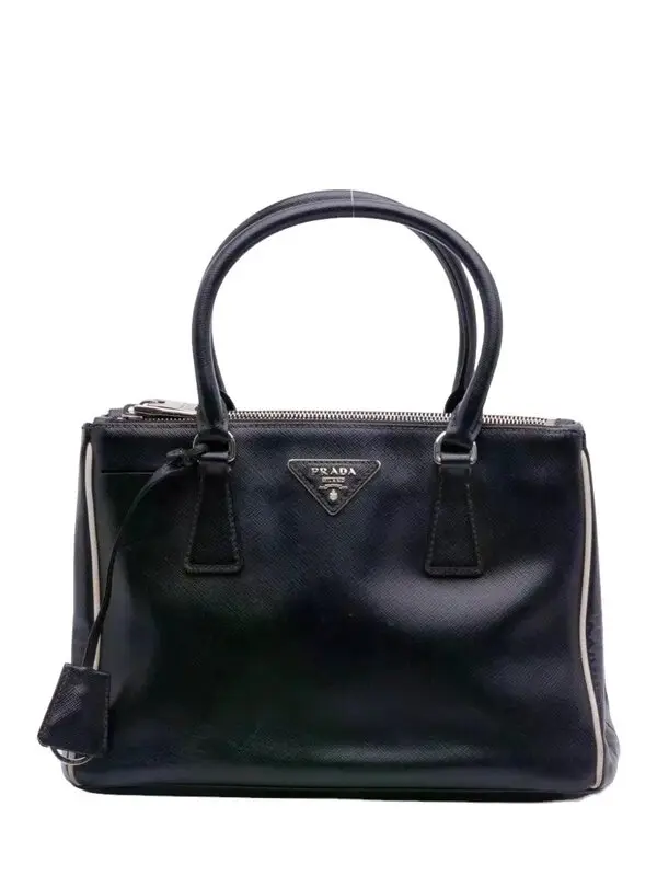 Prada Small Saffiano Lux Galleria Double Zip Satchel - Black