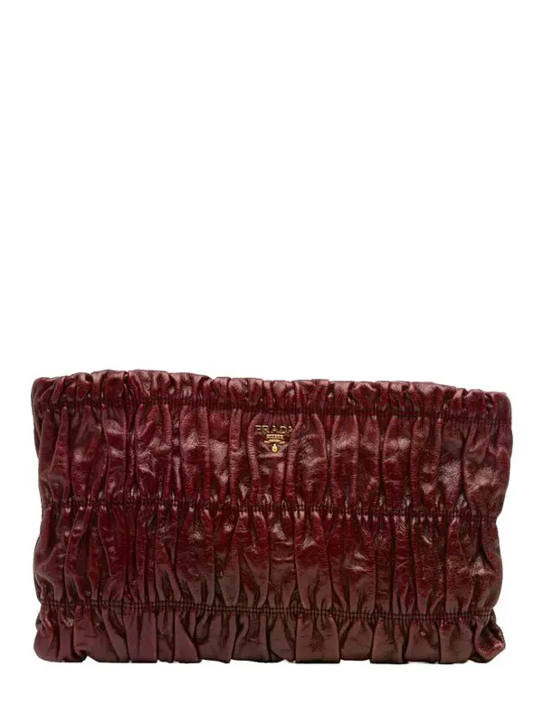 Prada Nappa Gaufre Clutch Bag - Red
