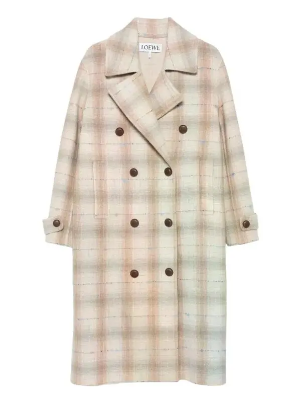 Loewe Double-breasted Check-print Coat - Neutrals