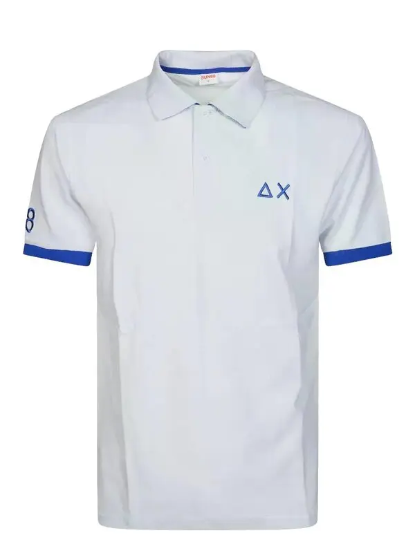 SUN 68 Embroidered Trim Polo Shirt - White