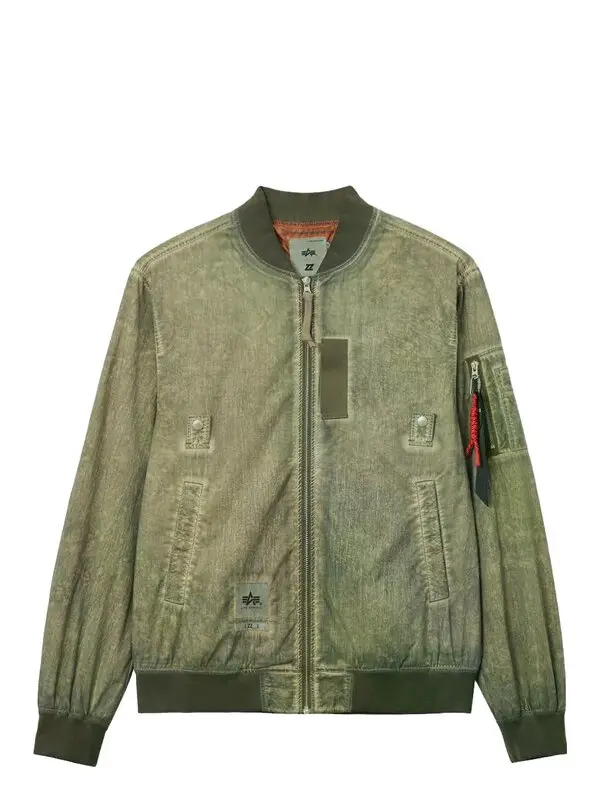 Izzue Ribbed Bomber Jacket - Green
