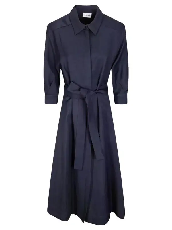 P.a.r.o.s.h Collared Belted Dress - Blue