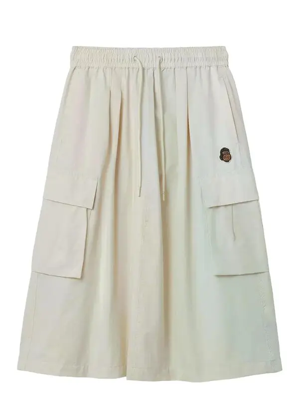 FINGERCROXX Drawstring A-line Skirt - White