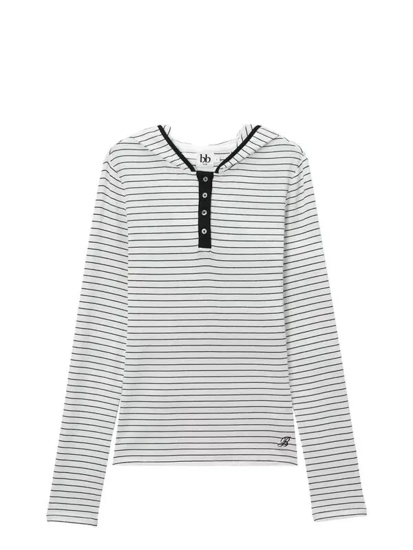 B+AB Striped Hooded Top - White