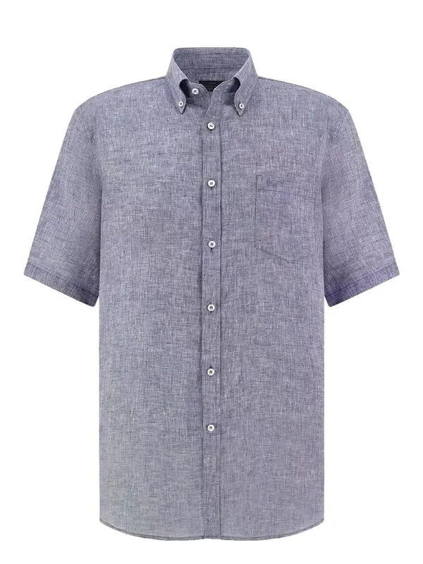 Paul & Shark Short-sleeve Linen Shirt - Blue