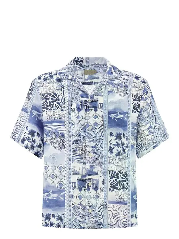 Paul & Shark Printed Linen Shirt - Blue