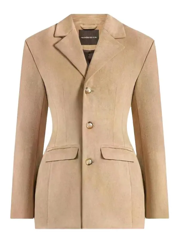 Manière De Voir Claire Wide-shoulder Marble-button Blazer - Neutrals
