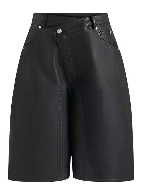 Manière De Voir Hazel Faux Leather Wrap Shorts - Black