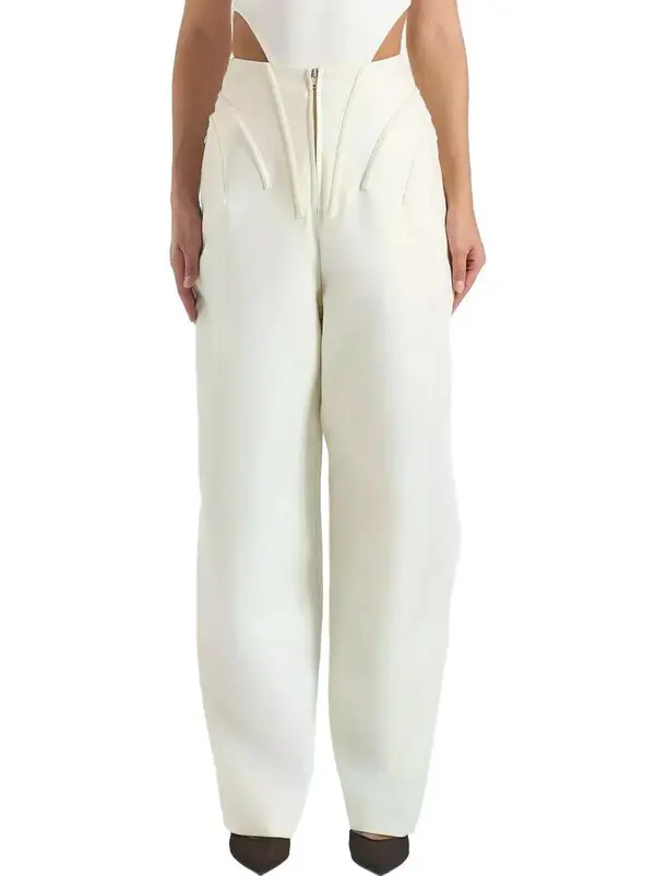 Manière De Voir Corset Zip Palazzo Pants - Neutrals