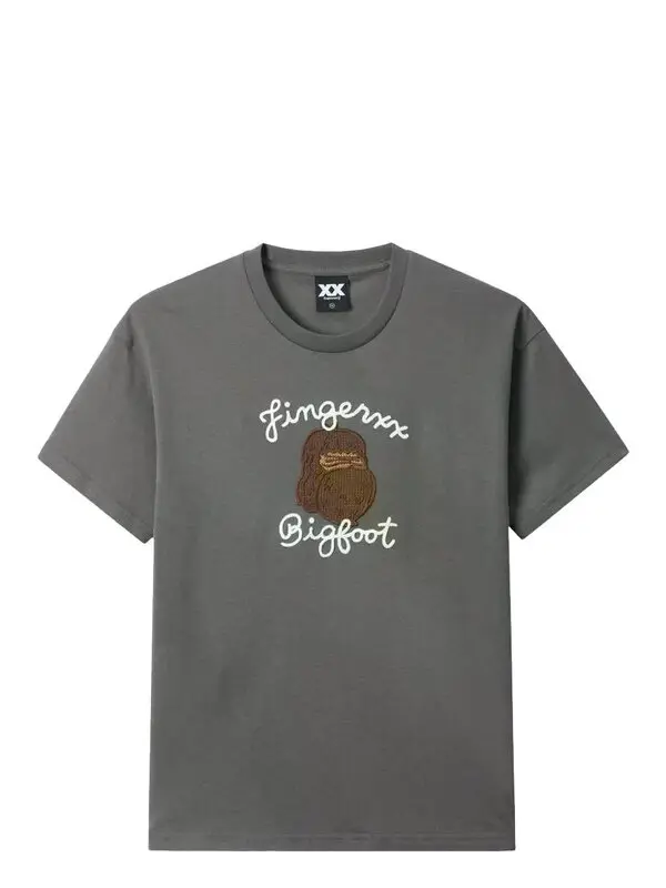 FINGERCROXX Logo-embroidered T-shirt - Grey
