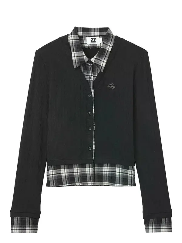 Izzue Shirt-panel Cardigan - Black