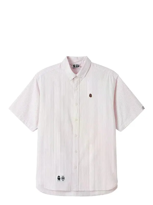 FINGERCROXX Striped-pattern Short-sleeve Shirt - White
