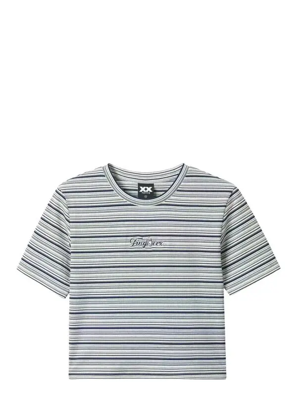 FINGERCROXX Striped Pattern T-shirt - Neutrals