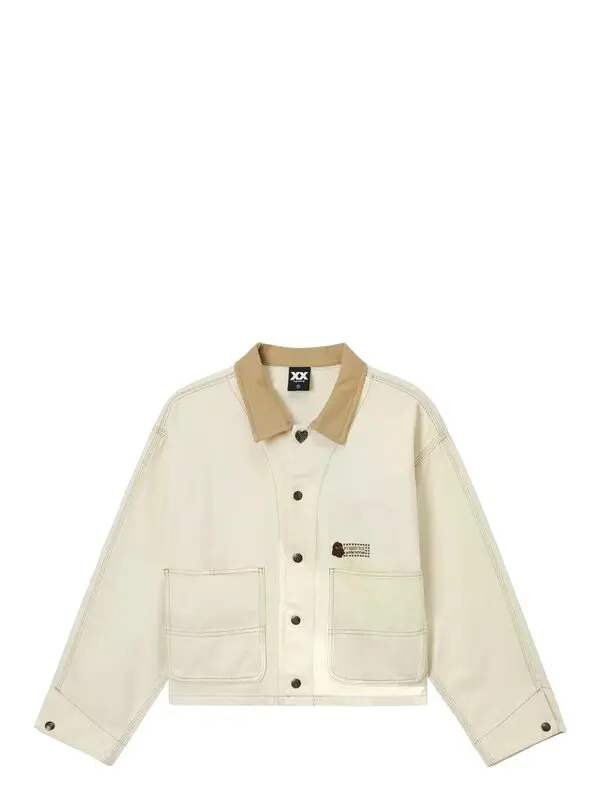 FINGERCROXX Patch Collar Cotton Jacket - Neutrals