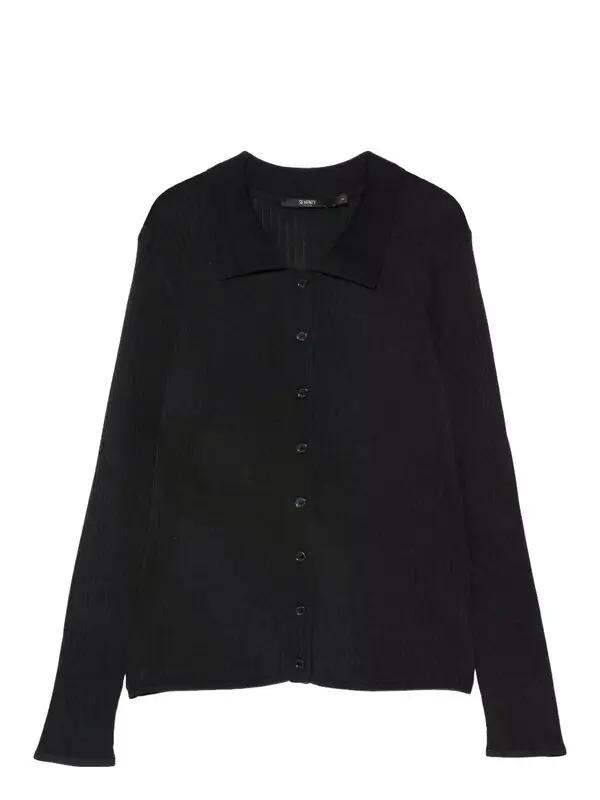 Seventy Ribbed Buttoned Cardigan - Blue
