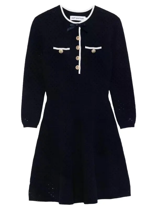 SELF-PORTRAIT Ribbon-embellished Mini Dress - Blue