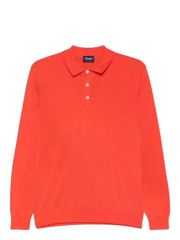 DRUMOHR Buttoned Long-sleeve Polo Shirt - Orange