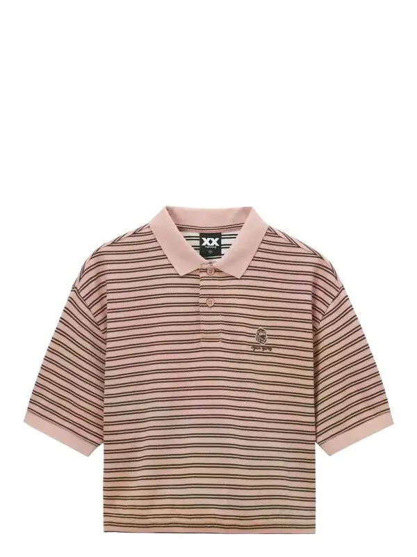 FINGERCROXX Striped Polo Shirt - Pink