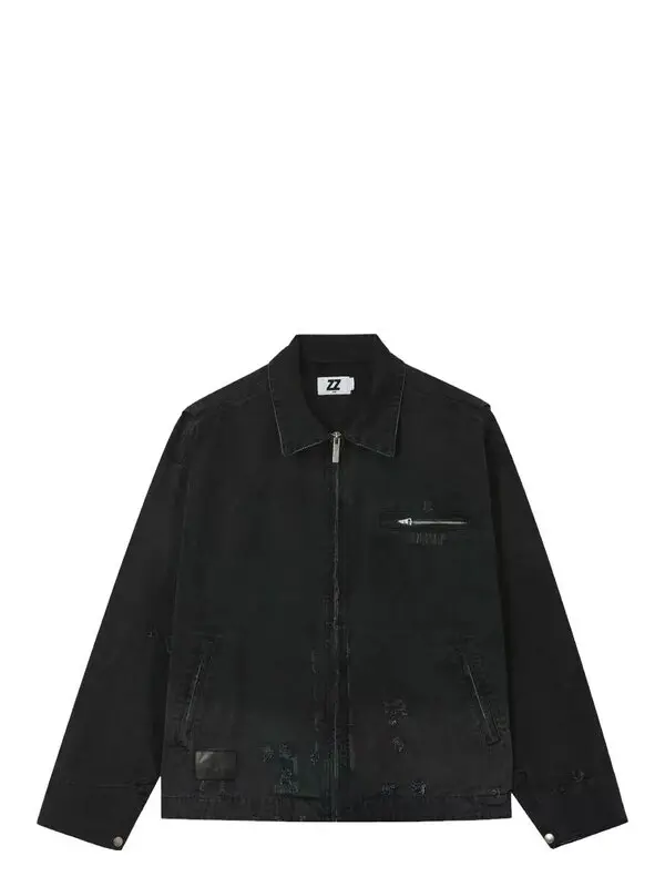 Izzue Distressed Zipped Cotton Jacket - Black