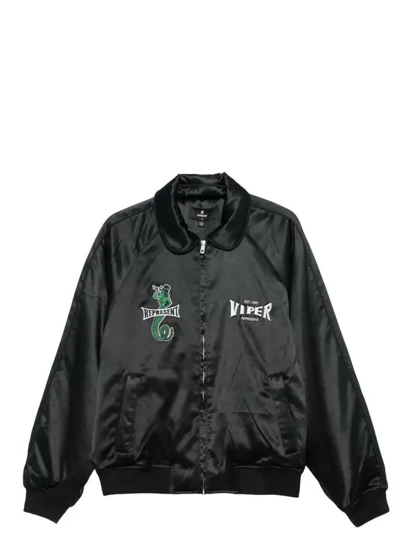 REPRESENT Viper-embroidered Zip-up Jacket - Black