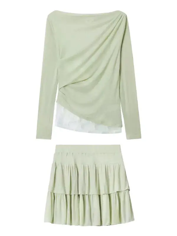 B+AB Ruffled Mini Skirt Set - Green