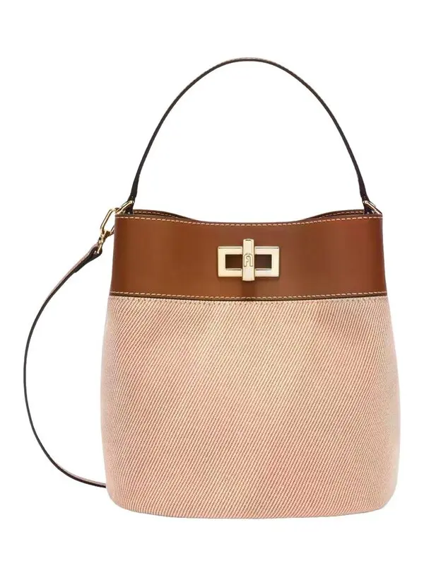 Furla Small Striped Amelia Bucket Bag - Neutrals