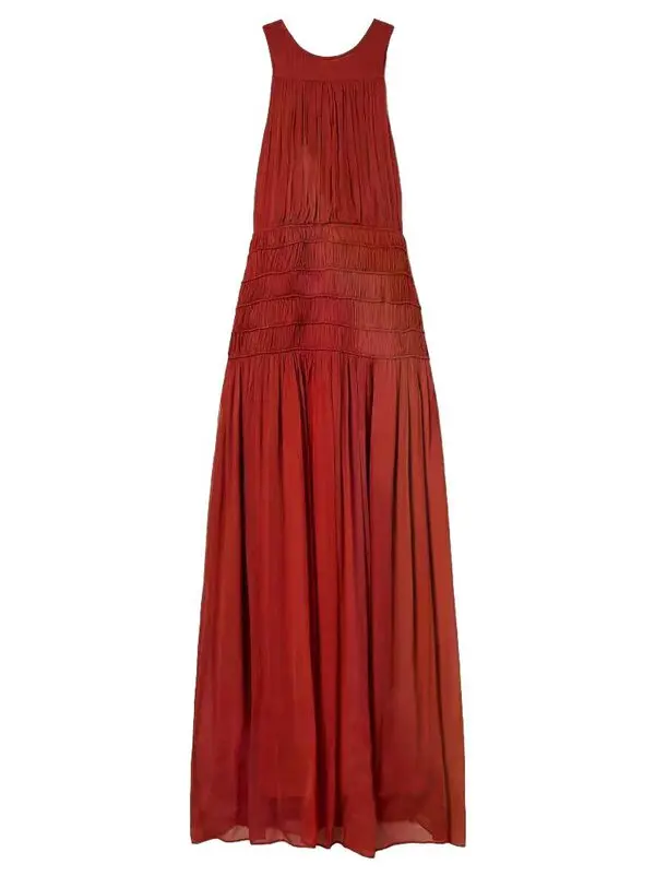 TWINSET Pleated Long Dress - Brown