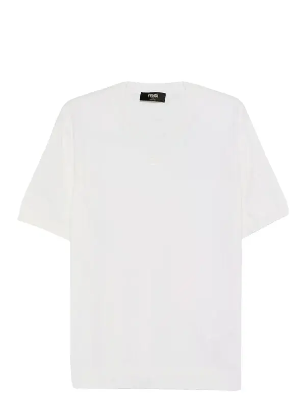 Fendi Embroidered-logo T-shirt - Neutrals