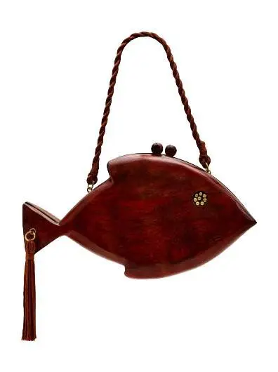 SIMONMILLER Carved Wooden Fish Clutch - Mahogany