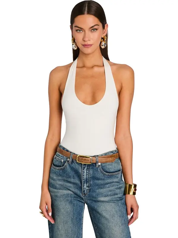SANS FAFF Bamboo Halter Bodysuit - White