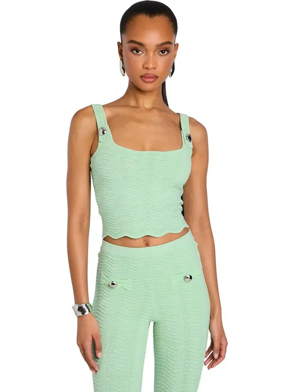 Retrofete Aloe Rib Knit Top - Metallic Mint