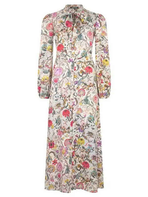 Roberto Cavalli Floral-print Midi Dress - Neutrals
