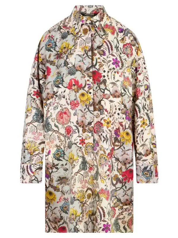 Roberto Cavalli Floral-print Mini Dress - Neutrals