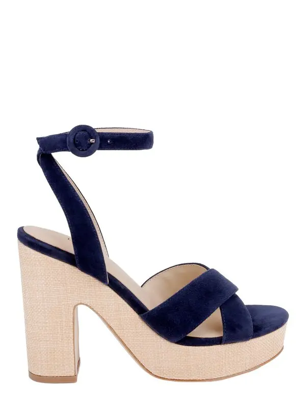 L'Agence Sandrine Platform Sandal - Midnight Suede