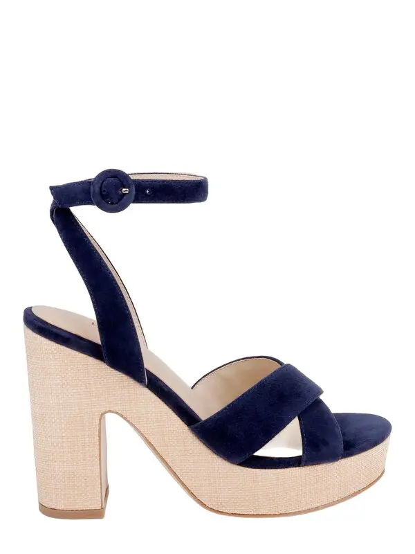 L'Agence Sandrine Platform Sandal - Midnight Suede