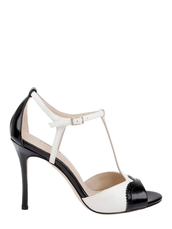 L'Agence Radha Leather Sandal - Black/white