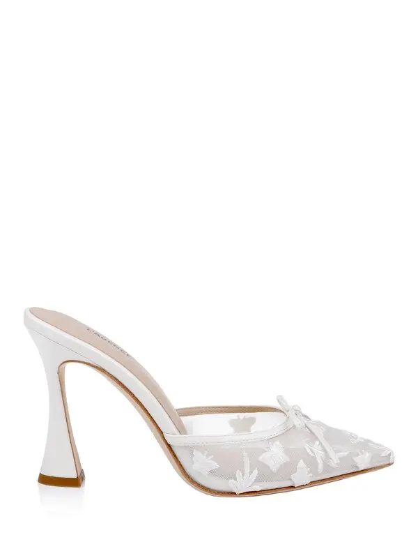 L'Agence Prasad Mesh Mule - Ecru Embroidery Mesh