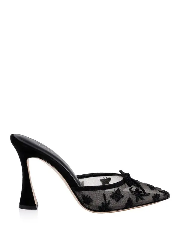 L'Agence Prasad Mesh Mule - Black Embroidery Mesh