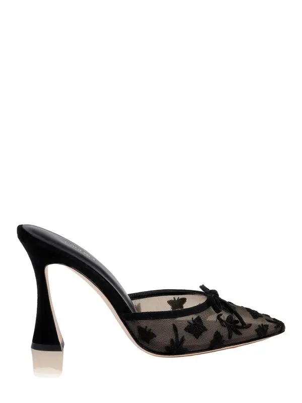 L'Agence Prasad Mesh Mule - Black Embroidery Mesh