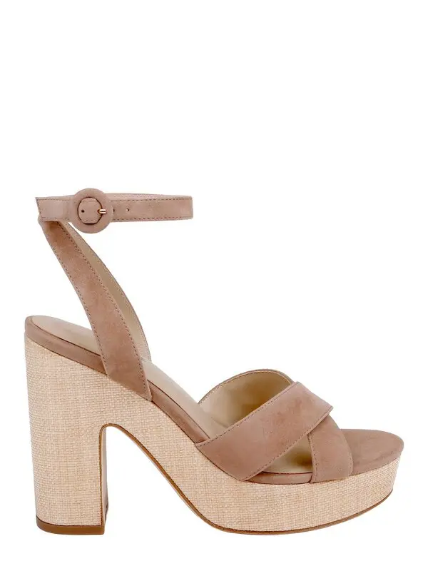 L'Agence Platform Wedge Sandal - Cappuccino Suede