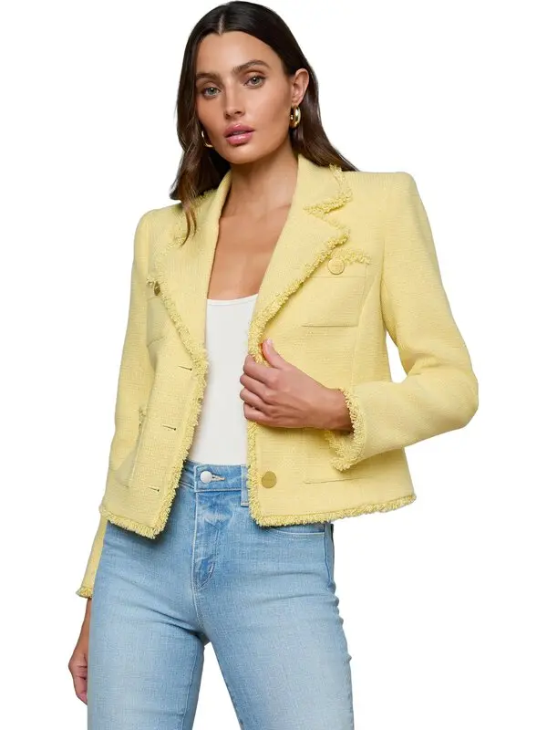 L'Agence Sylvia Tweed Jacket - Pale Yellow/light Gold