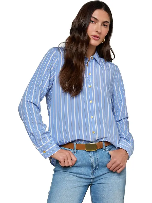 L'Agence Ellery Poplin Shirt - Allure Blue/white Stripe